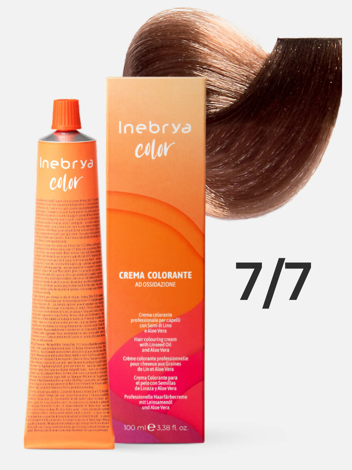 Крем - краска для волос профессиональная Inebrya Color Professional 7/7 Русый Коричневый, 100 мл