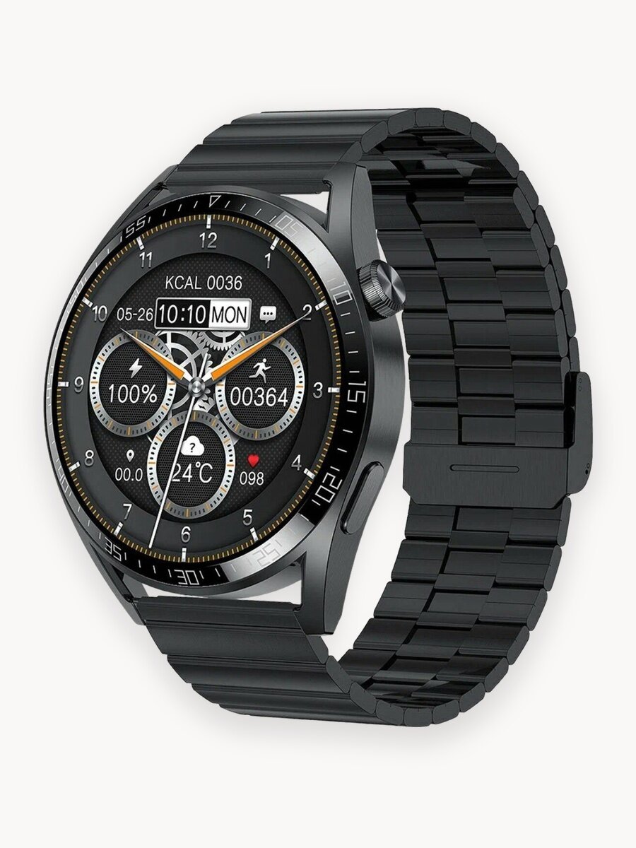 Умные часы Smart watch GT4 MAX 48mm, 2 ремешка смарт круглые, электронные, мужские, наручные, фитнес, шагомер, Чёрный