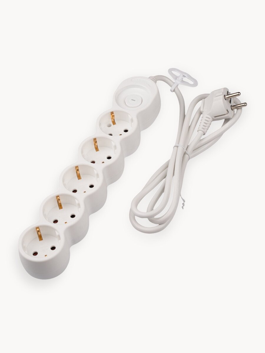 Удлинитель Jazzway EX-05GS-500, с заземлением, 5 розеток, 5 м, белый