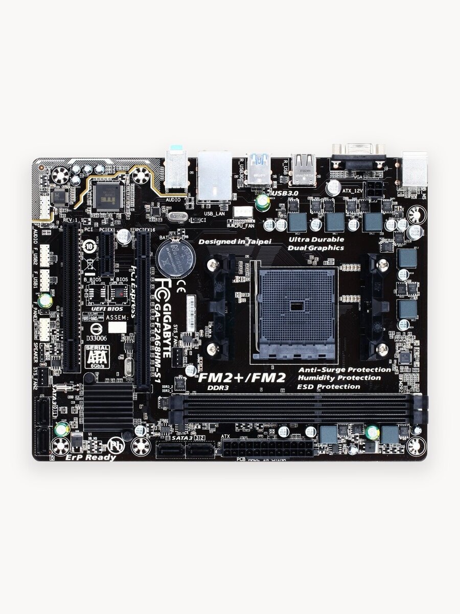 Материнская плата Gigabyte GA-F2A68HM-S1, microATX, FM2+, DDR3, 2400MHz