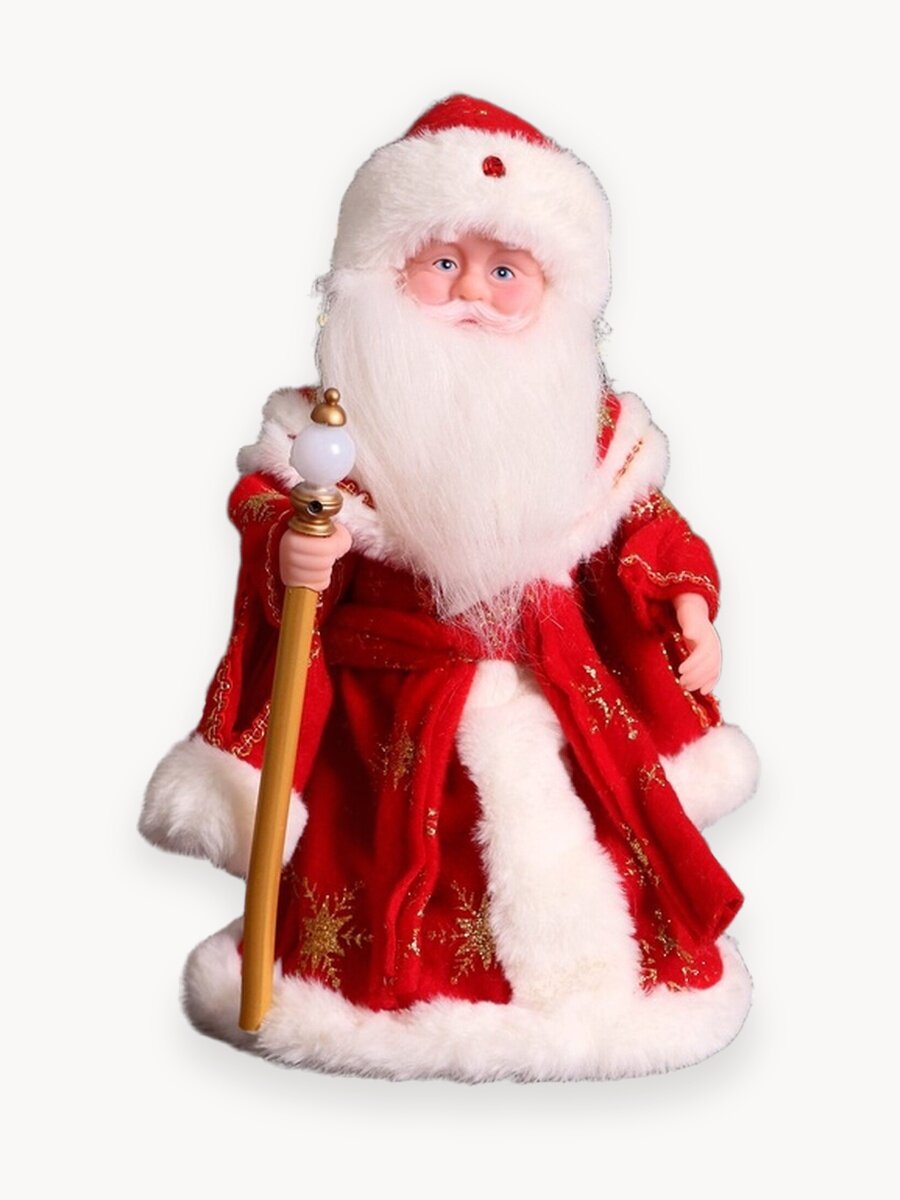 Фигурка Зимнее волшебство "Дед Мороз", пластик, текстиль, 30см, красная