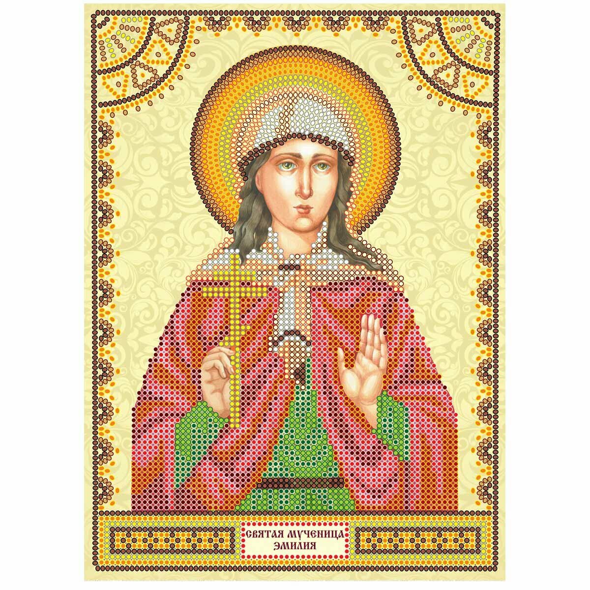 Схема для вышивки иконы бисером на художественном холсте 'Святая Эмилия', 17*23 см