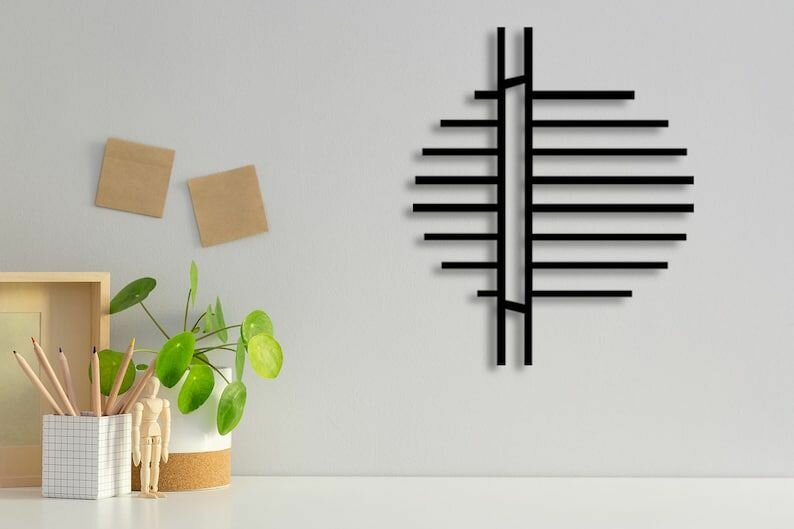 Декоративное панно деревянное, Геометрический треугольный фэнтезийное искусство (черный цвет)