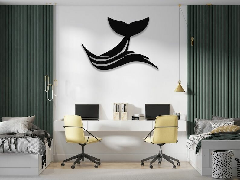 Декоративное металлическое панно, Хвост кита (черный цвет)