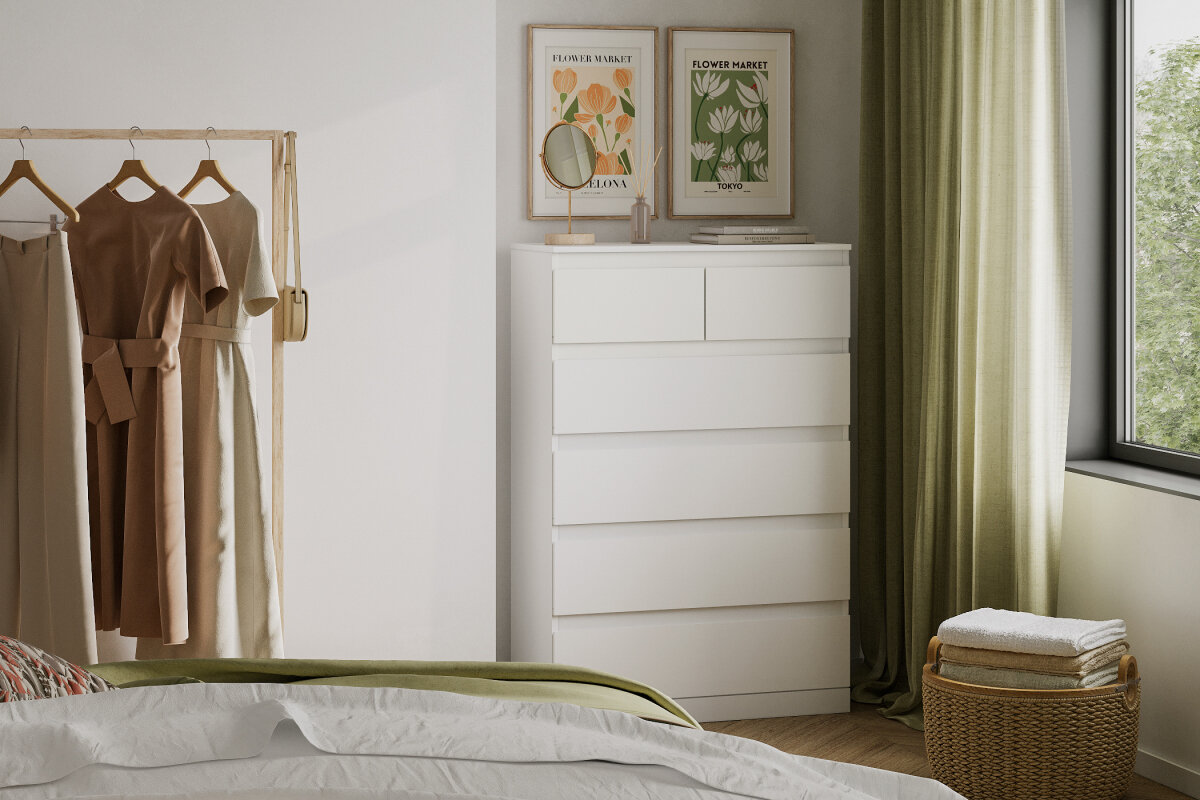 Комод Стефани Мальм-26 Белый для одежды 80*123*48