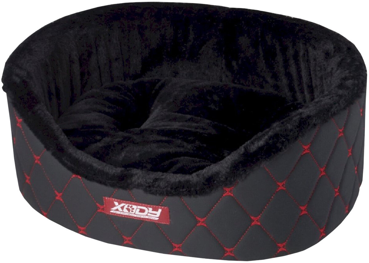 Лежак для собак и кошек Xody Премиум Карбон № 3 черный/красный 55 х 43 х 16 см (1 шт)