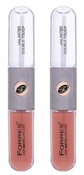Farres cosmetics Блеск для губ + помада Vivid Matte, 2 в 1, №05 Натуральный беж, 10 мл, 2 шт