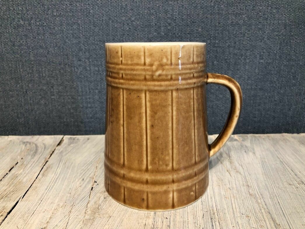 Кружка пивная винтажная "бочка", 10см, керамика, ЗиК Конаково, СССР