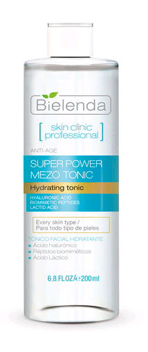 Bielenda Skin Clinic Professional - Super Power Mezo Tonic Активный тоник для лица с гиалуроновой и молочной кислотой 200 мл.