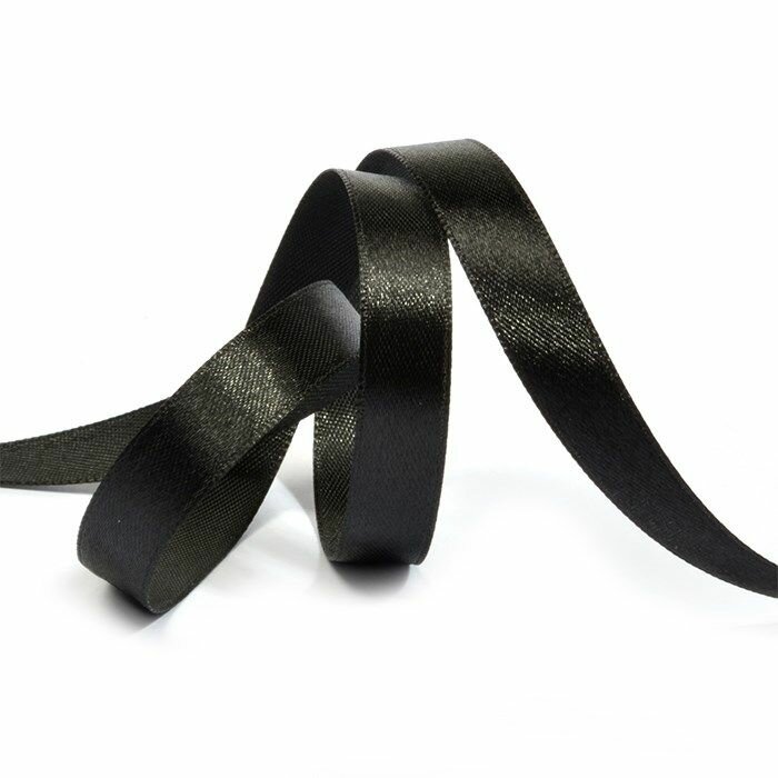 Лента атласная 12мм цв. черный (27 метров)