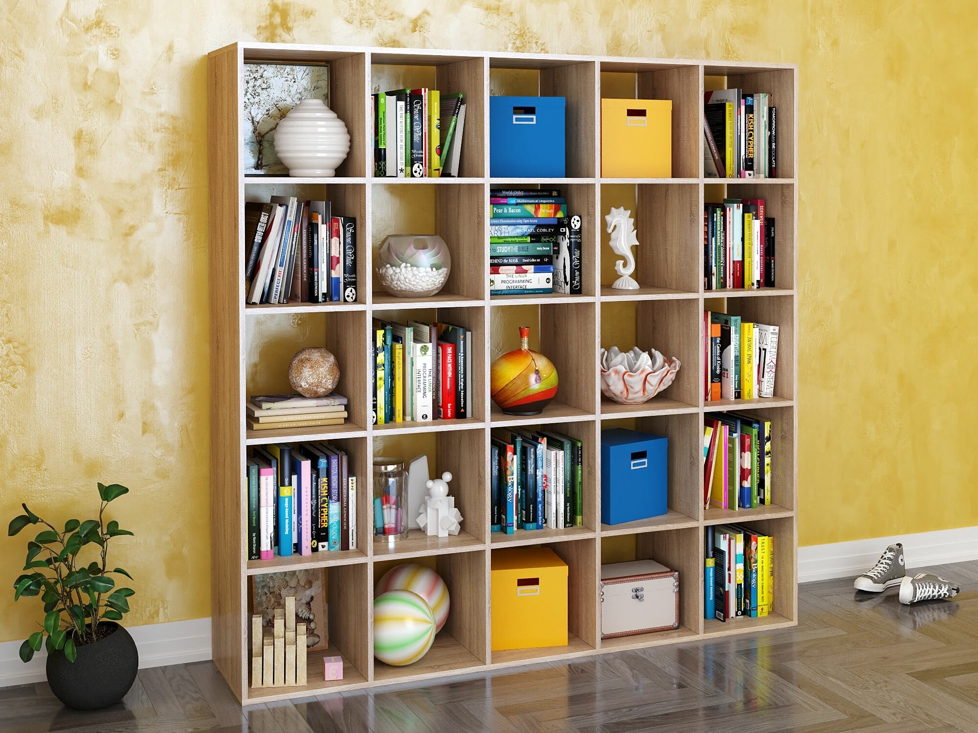 Стеллаж для книг 25 секций с полками Мебель на Руси "Каллакс" 177х177х39, дуб сонома, ЛДСП