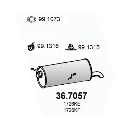 Глушитель выхлопных газов конечный, ASSO 36.7057 (1 шт.)