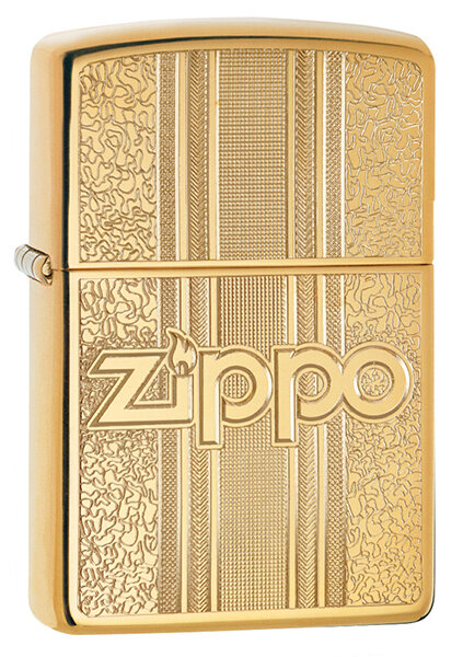 Оригинальная бензиновая зажигалка ZIPPO Pattern Design с покрытием High Polish Brass, латунь/сталь, золотистая, 38x13x57 мм, не заправленная