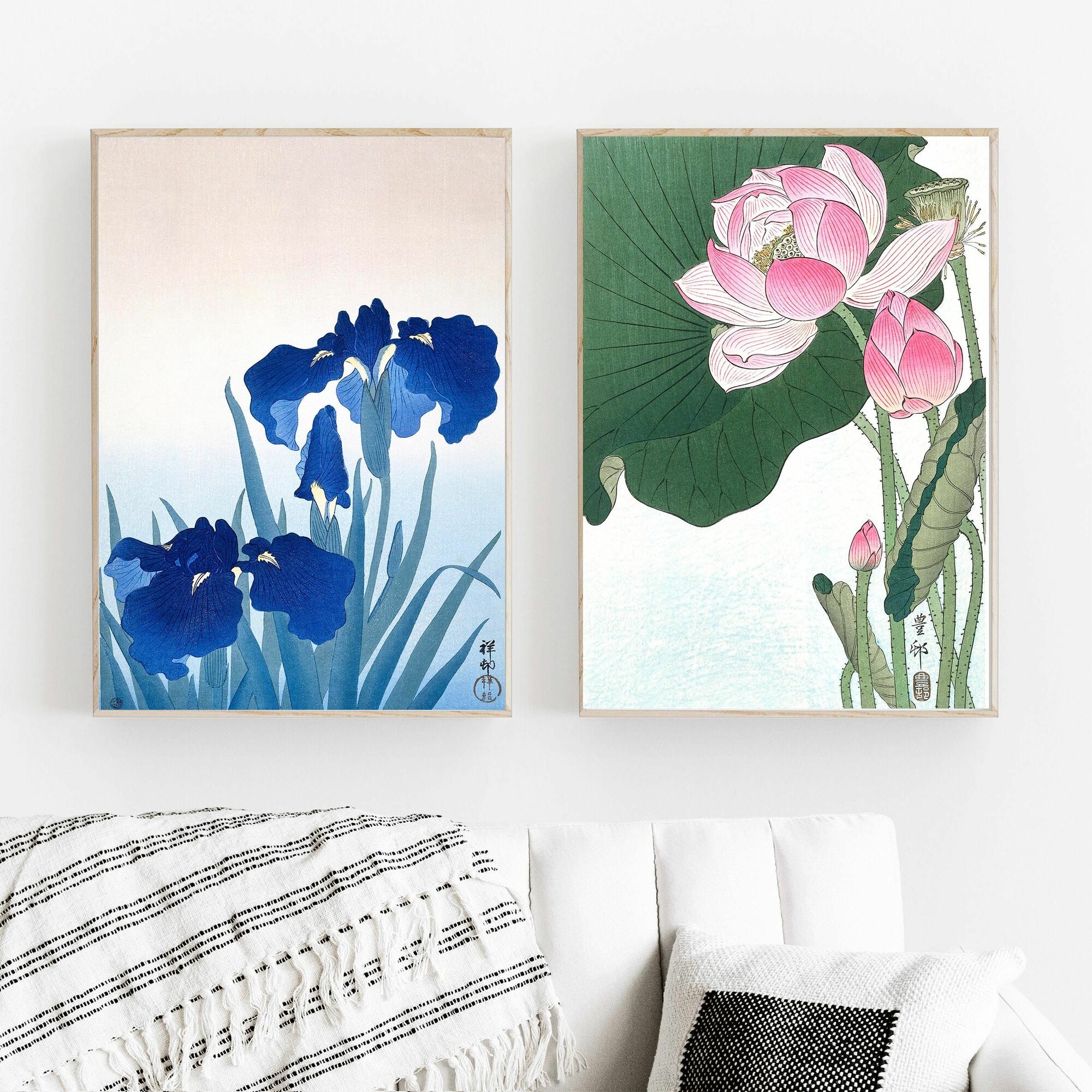 Набор постеров в восточном стиле Ирисы и Лотос - 2 шт, без рам, размер А3