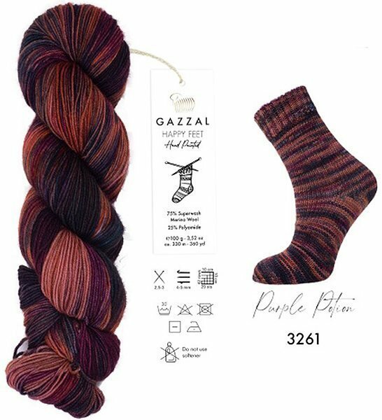 Пряжа Gazzal HAPPY FEET 3261 персик/изумруд/ежевика (1 моток)