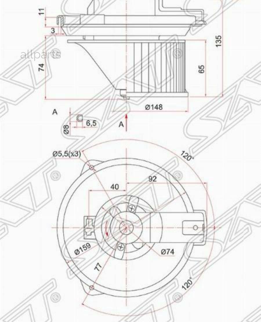 SAT ST-87103-12030 Мотор отопителя салона (Правый руль) Honda Fit 01-07 / Toyota Corolla 87-02