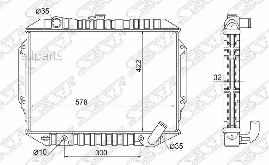 SAT MC0006-2.4-ATM Радиатор Mitsubishi Pajero 91-00