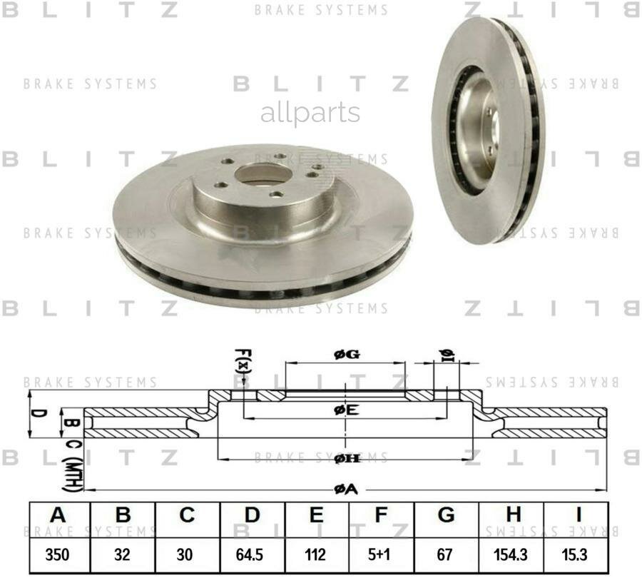 BLITZ BS0269 диск тормозной передний вентилируемый MERCEDES W211, C216 05-