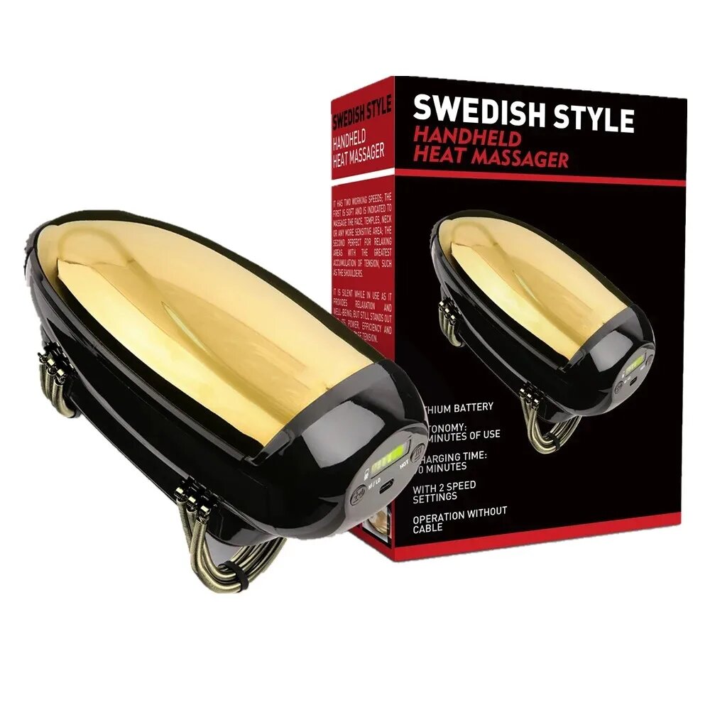 Мужской парикмахерский массажер, профессиональный беспроводной металлический ручной тепловой массажер, зарядка через USB, вибрационный массаж головы, 2 массажных узла