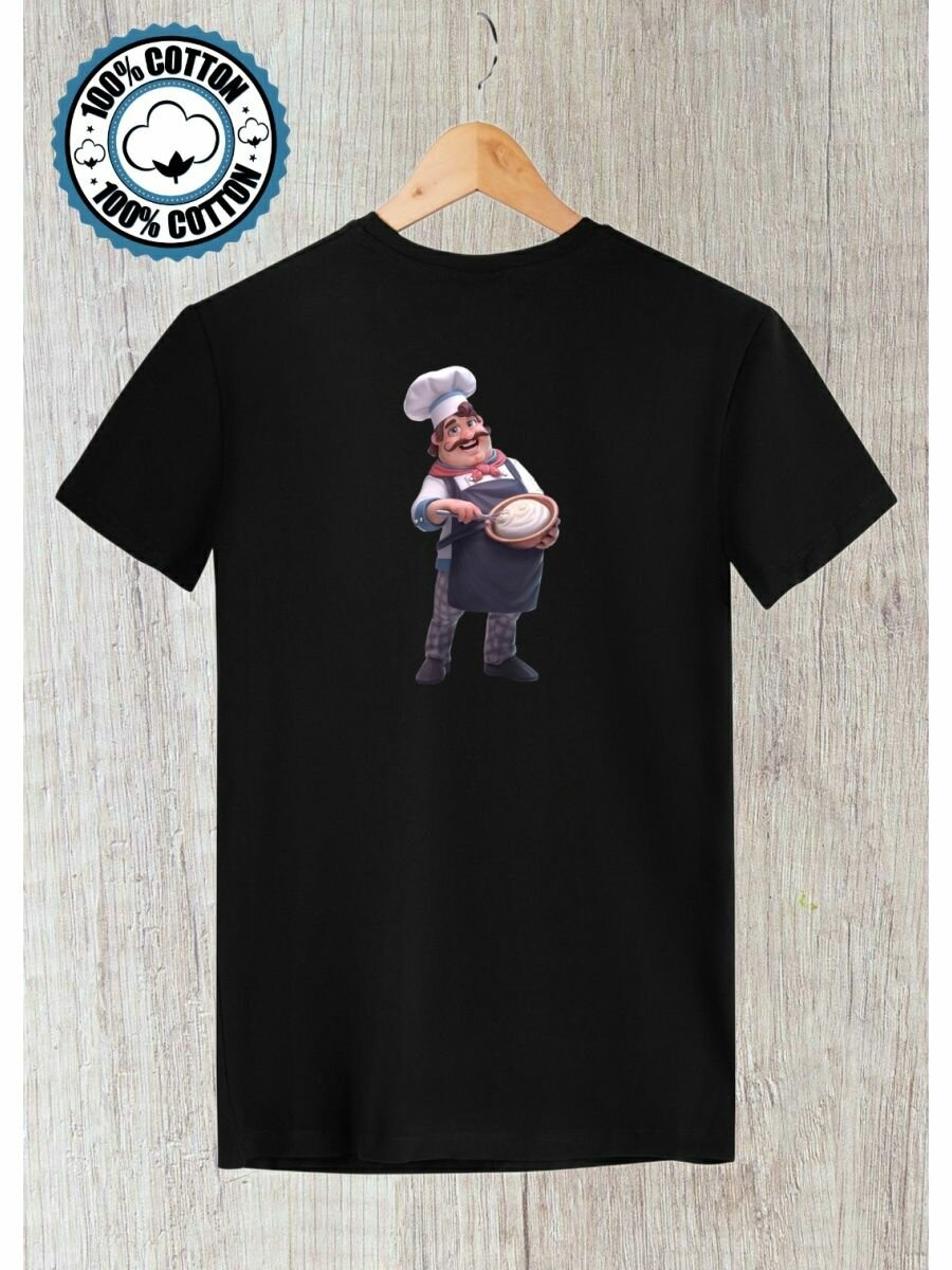Футболка chef cook шеф повар с усами и чашкой