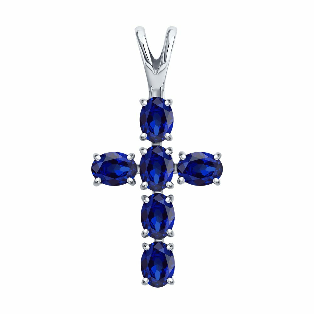 Подвеска, белое золото, 585 проба, сапфир