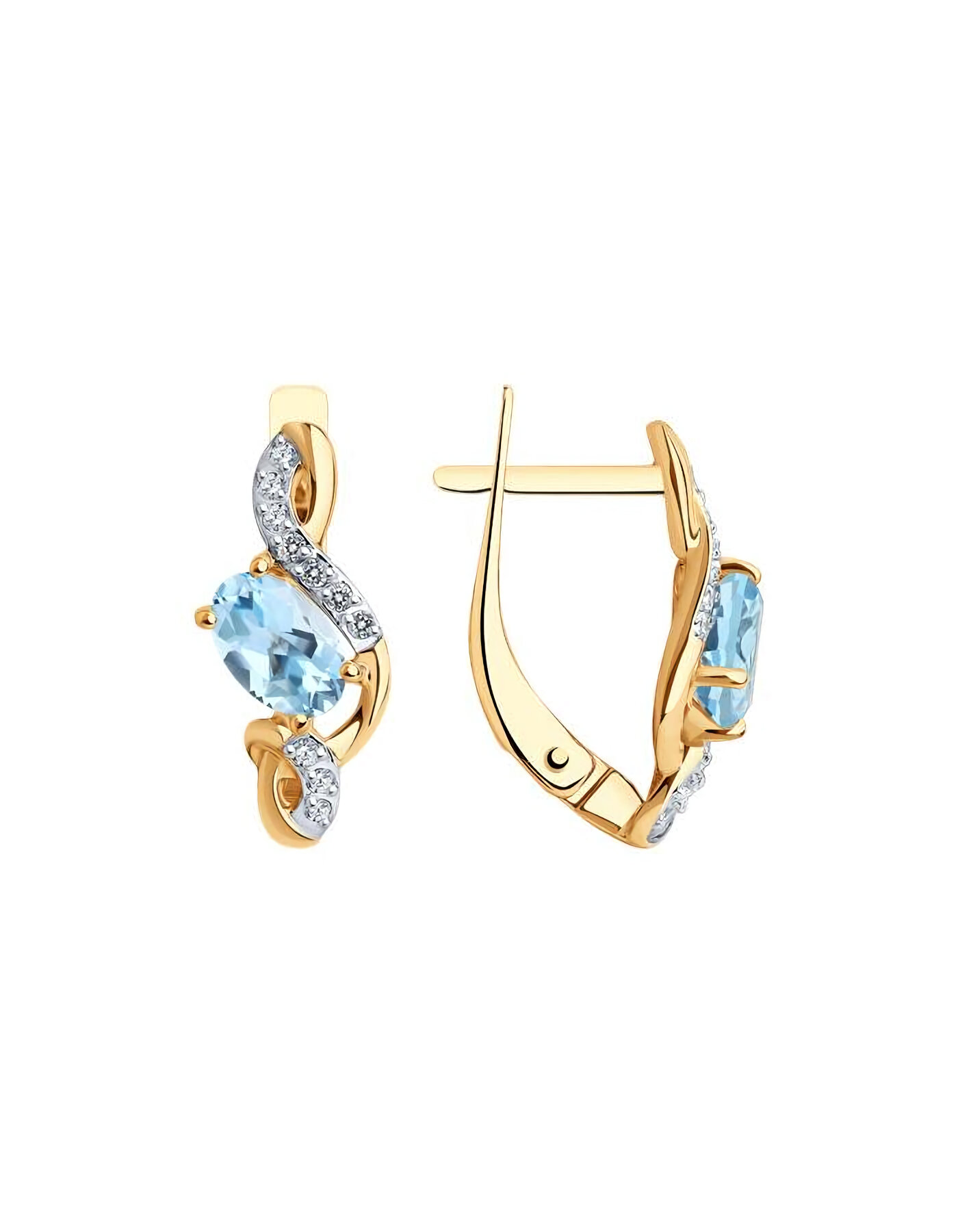 Серьги, красное золото, 375 проба, топаз