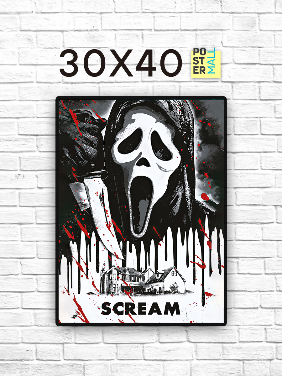 Постер для интерьера на стену 30х40 см. Фильм ужасов "Крик" (Scream)