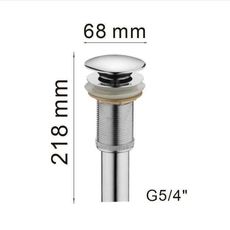 Донный клапан Haiba HB65, нержавеющая сталь, хромированная крышка, круглый, высота 218 мм