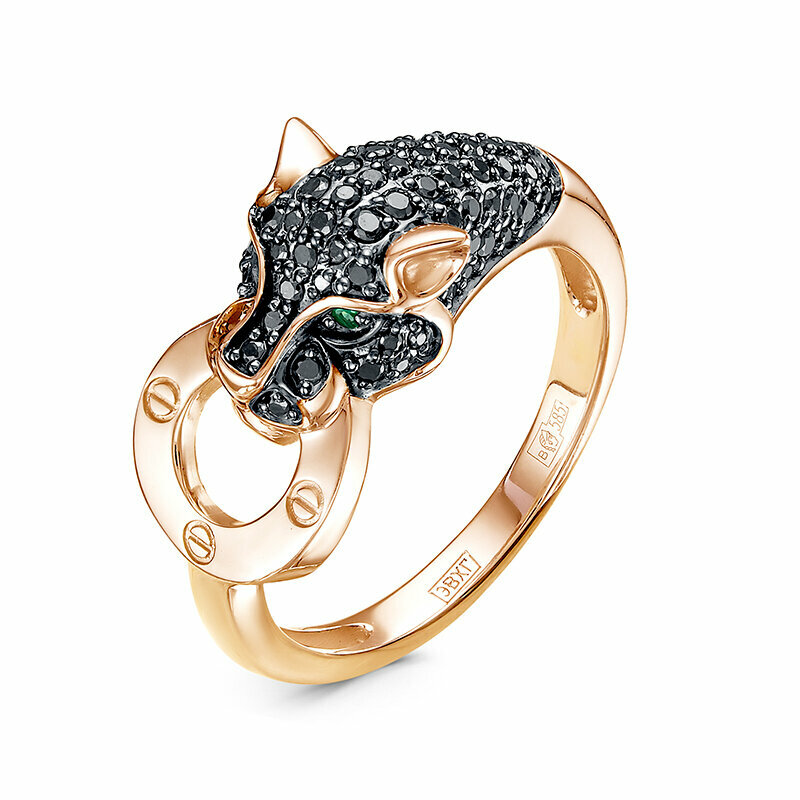 Кольцо, золото, 585 проба, бриллиант, изумруд