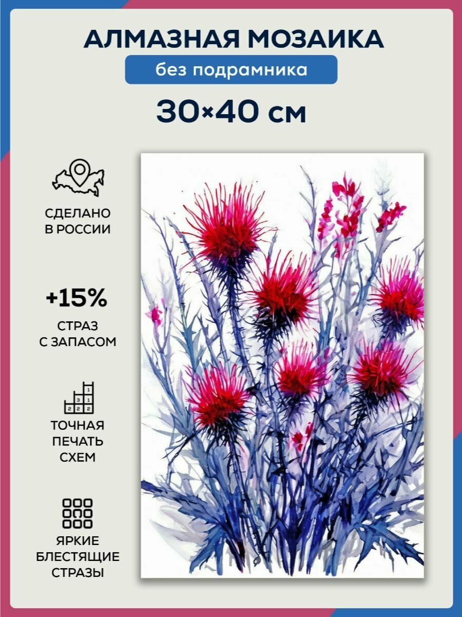 Алмазная мозаика 30x40 Чертополох без подрамника