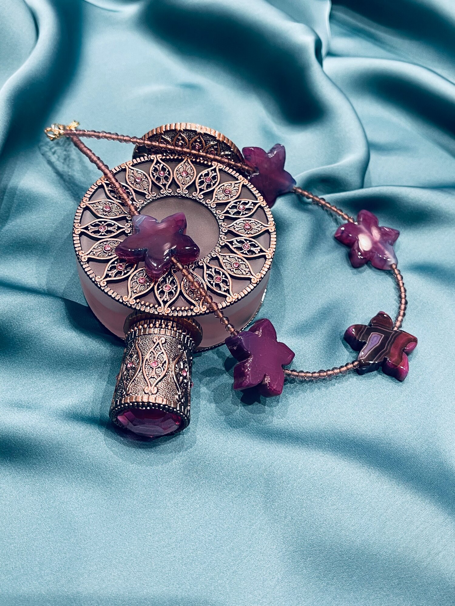 Колье Jewellery by Marina Orlova, варисцит, длина 46 см, фиолетовый — фото 1
