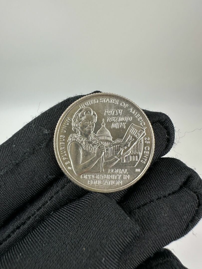 Монета 25 центов 2024 год США "Пэтси Такемото" Выдающиеся Женщины Америки UNC двор P