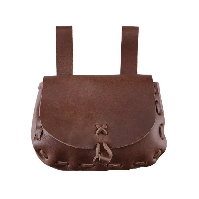 Средневековая панк-ретро-сумка на талии Renaissance PU кожаная сумка для уличного ремня кошелёк Путешествие праздничная вечеринка Ролевая игра Коричневые сумки