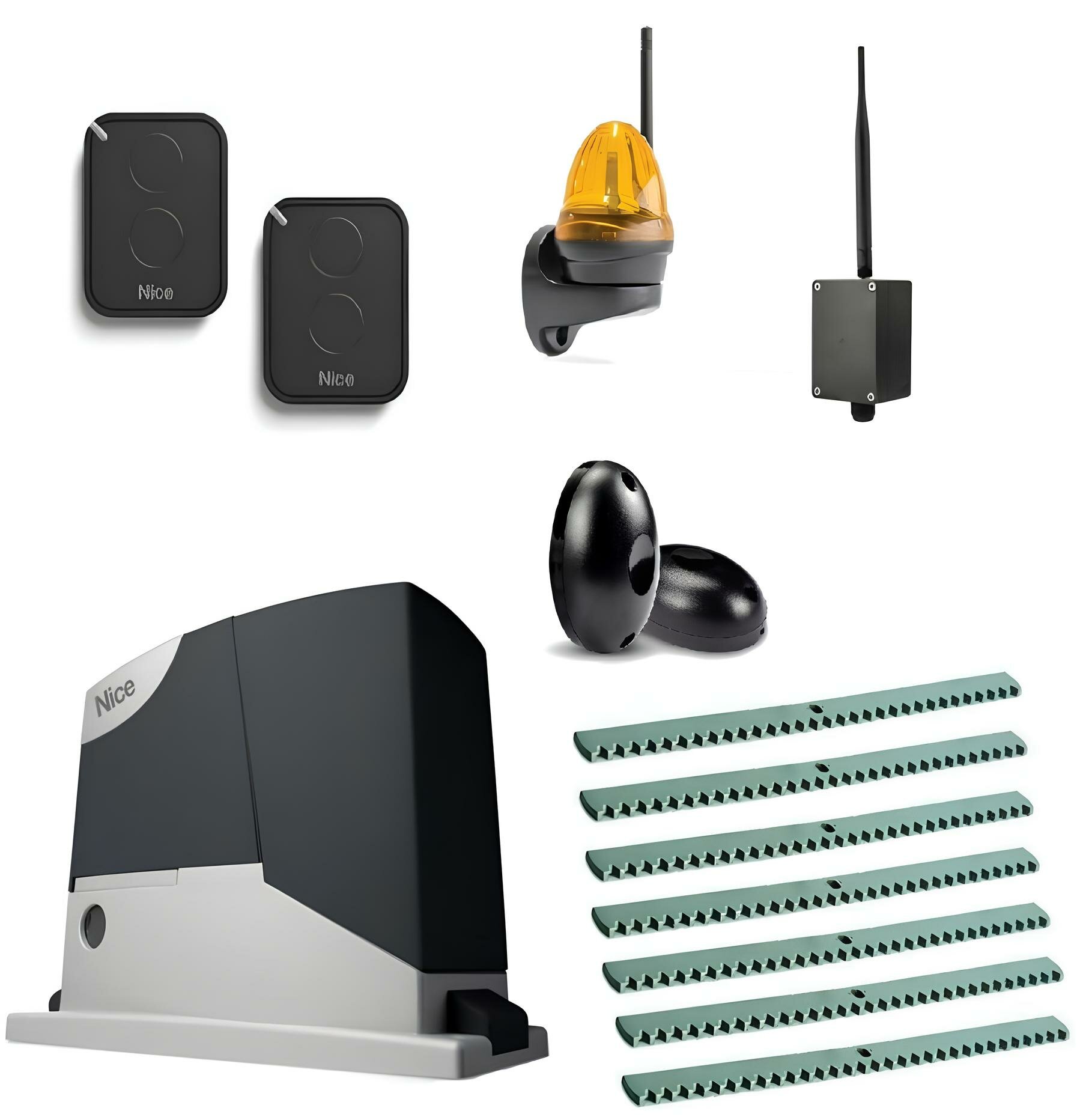 Автоматика для откатных ворот RD400KCE FULL7-K1-BT, комплект: привод, 2 пульта, Bluetooth-модуль, фотоэлементы, лампа, 7 реек