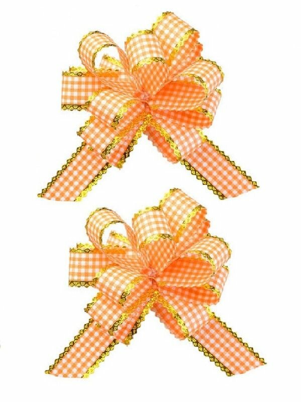 Бант-шар 2 штуки подарочный с золотым тиснением 23 мм клетка цвет оранжевый