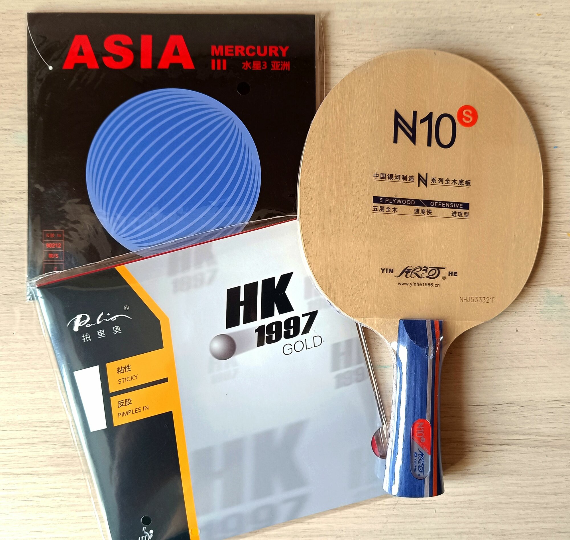 Шикарная атакующая ракетка ручной сборки Yinhe N10s + Palio HK1997 GOLD + Yinhe Mercury 3
