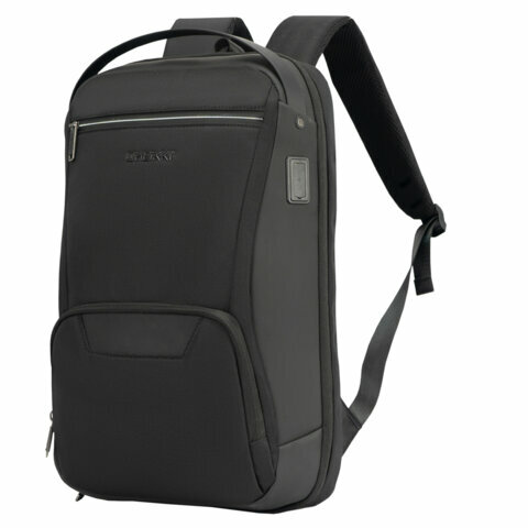 Рюкзак HEIKKI HIGH TECH (хейки) с отделением для ноутбука, USB-порт, черный, 46x30x10 см, 272588