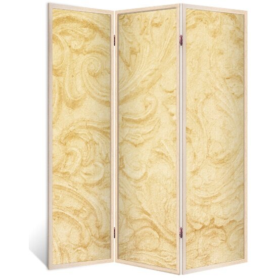 Ширма перегородка Декор Депо для комнаты деревянная "Муромский мрамор" двухсторонняя с картинкой (абстр) 3 створки кремовый дуб 176х140 см 11 кг