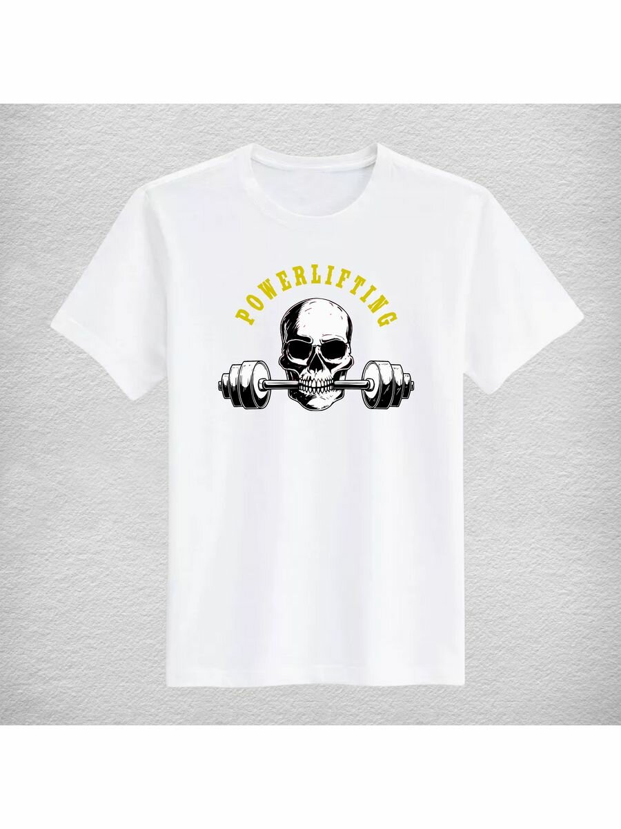 Футболка тяжелая атлетика череп powerlifting