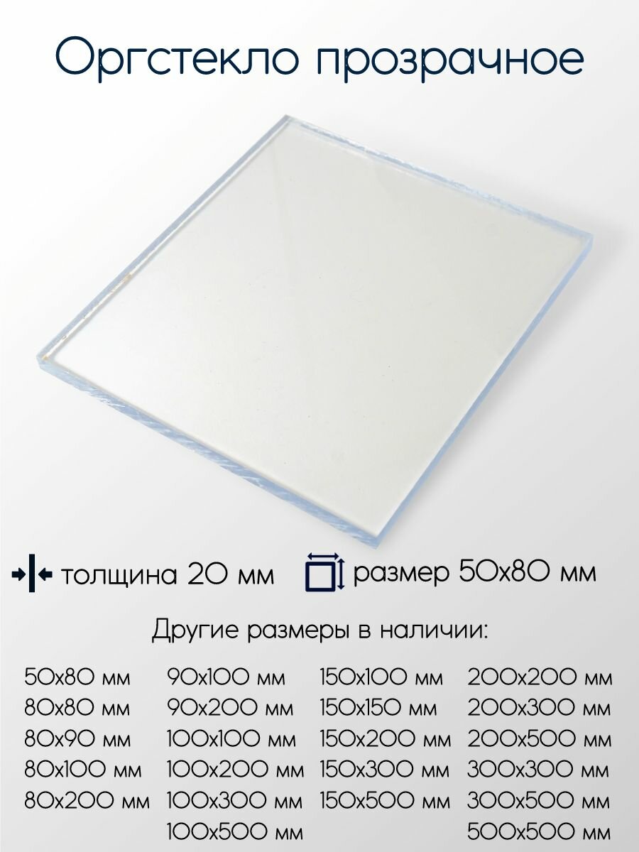 Оргстекло (акрил) литое лист толщина 20 мм 20x50x80 мм