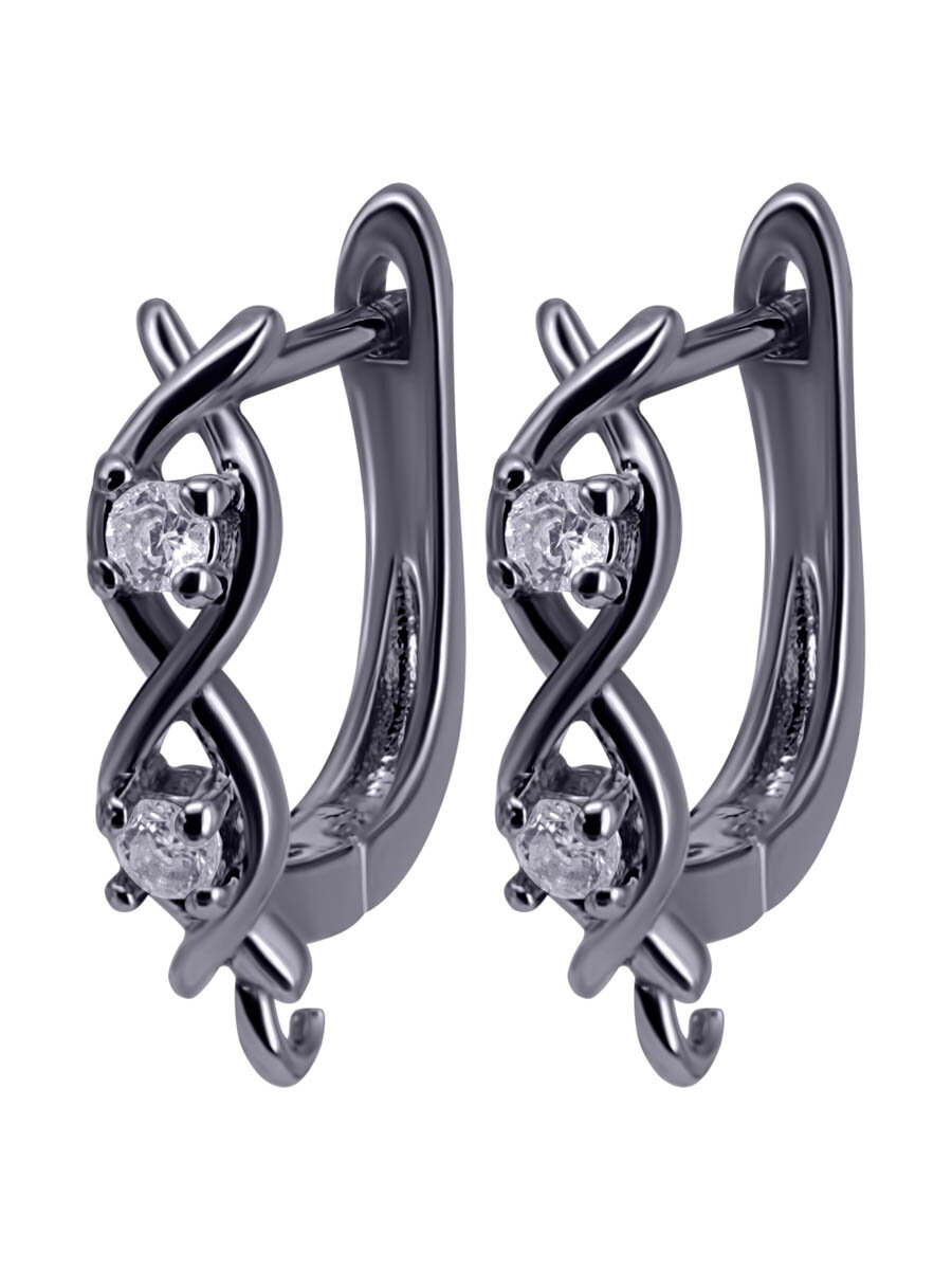 Швензы, основа для сережек, стразы, OTOKODESIGN, бижутерный сплав, черный, женский, 32-20015