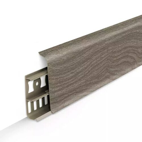 Пластиковый плинтус Идеал Деконика 85 мм Орех серый 296