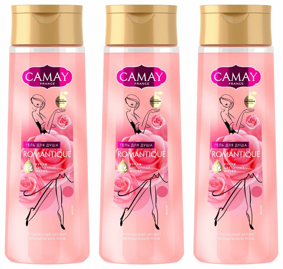 Camay Гель для душа романтик, 250мл, 3 уп.