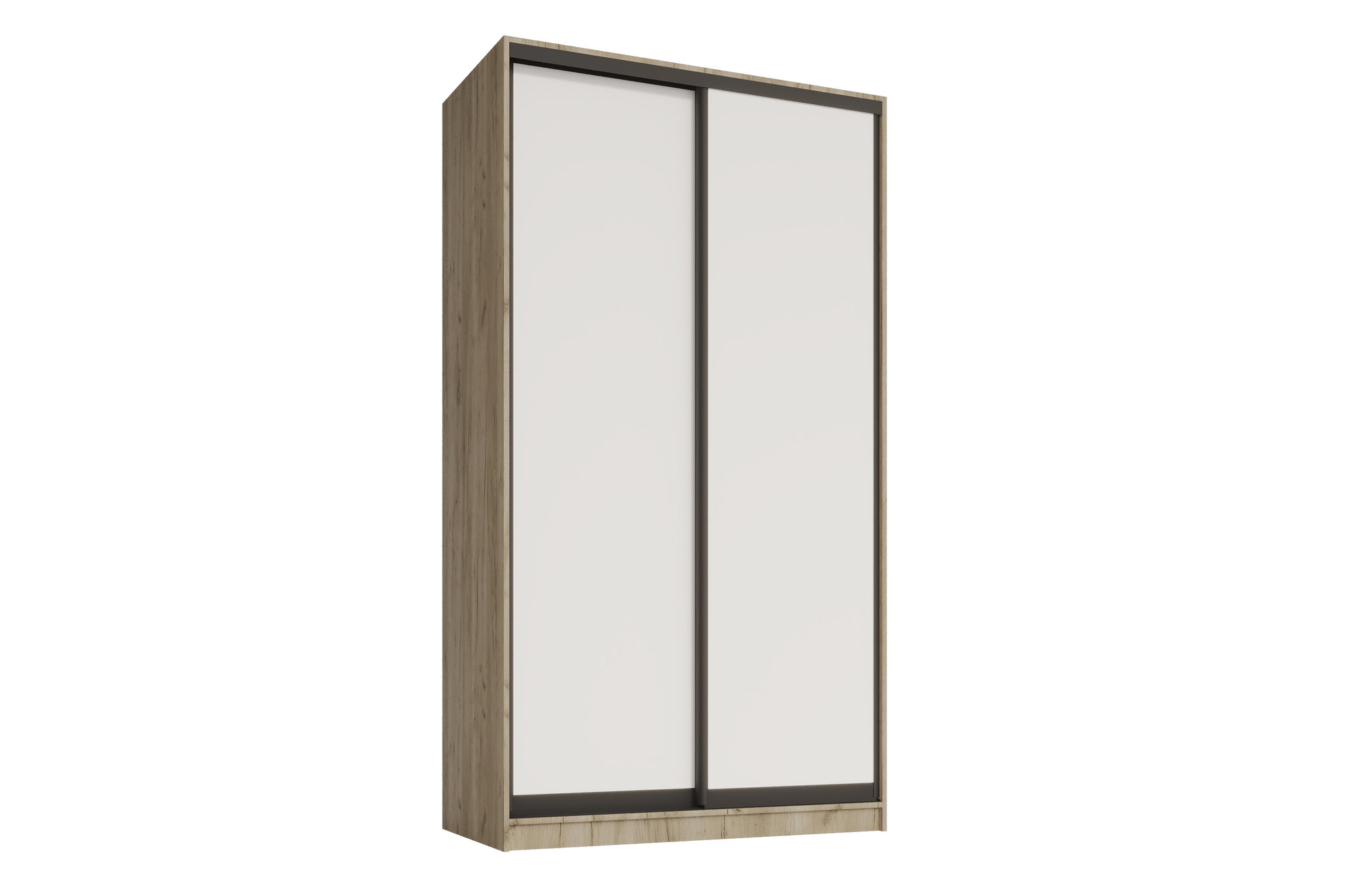 Шкаф купе для одежды Модена 2, МФ-Купе, 80х45х220, платяной, дуб крафт серый и белый, профиль коньяк