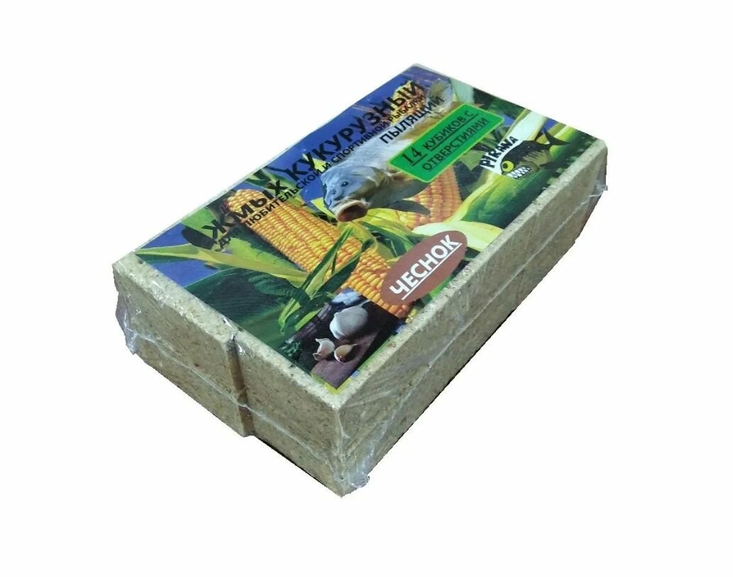 Жмых пылящий кукурузный PIRANA 14 кубиков чеснок
