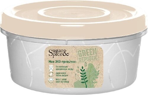 Контейнер для хранения продуктов Sugar&Spice / Шуга энд Спейс Green Republic пластиковый с завинчивающейся крышкой прозрачный 12х12х5.6см объем 0.4л / емкость герметичная