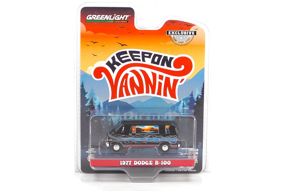 Модель коллекционная GREENLIGHT Dodge B-100 custom van mountain sunrise decoration 1977 (длина модели 6-10 см)
