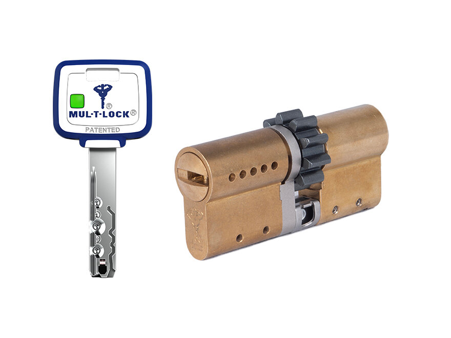 Цилиндр Mul-t-Lock MT5+ ключ-ключ 86мм (размер 48х38 мм) - Латунь, Шестеренка (5 ключей)