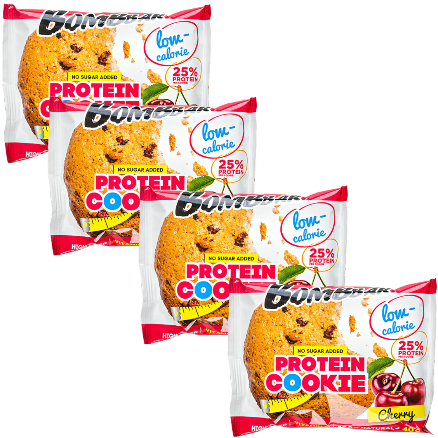 Протеиновый батончик BombBar Protein cookie 4 x 40 г, Вишня