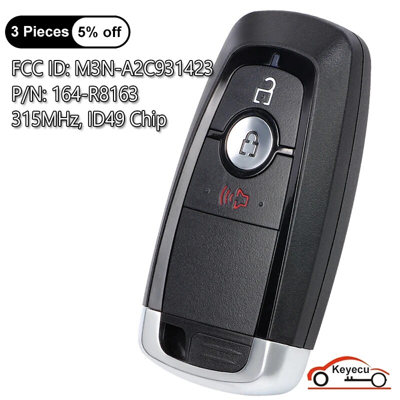 KEYECU 3-кнопочный для Ford Bronco Edge Ecosport Explorer F150 F250 F350 Fusion Ranger Maverick Smart Remote Key Fob M3N-A2C 931423